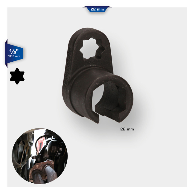 Douille pour sondes Lambda plate 1/2'' 22mm BRILLIANT TOOLS - BT606001