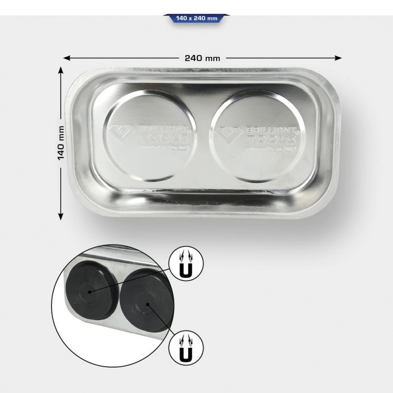 Plateau magnétique en inox 140x240mm BRILLIANT TOOLS - BT691165
